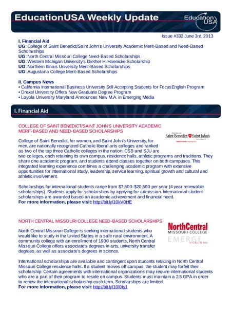 EducationUSA Weekly Update, #323, April 1, 2013 | PDF