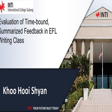 Evaluation of Time-bound, Summarized Feedback in EFL Writing Class | PPT