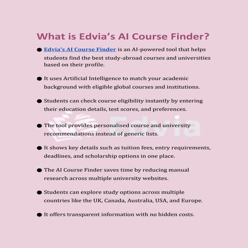 Edvia AI Course Finder – Smart & Personalised Study Abroad Course ...