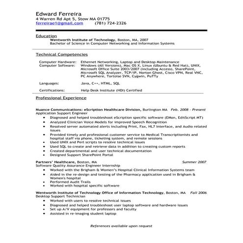 Edward Ferreira Resume