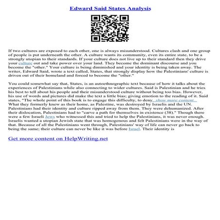Edward Said States Analysis | PDF