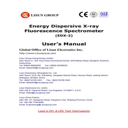 EDX-2 Energy Dispersive X-ray Fluorescence Spectrometer | PDF | Chemistry | Science