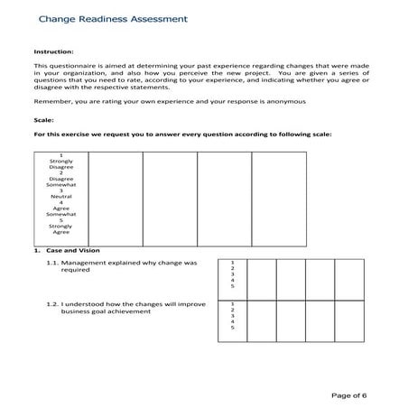 Change Readiness Questionaire | DOC