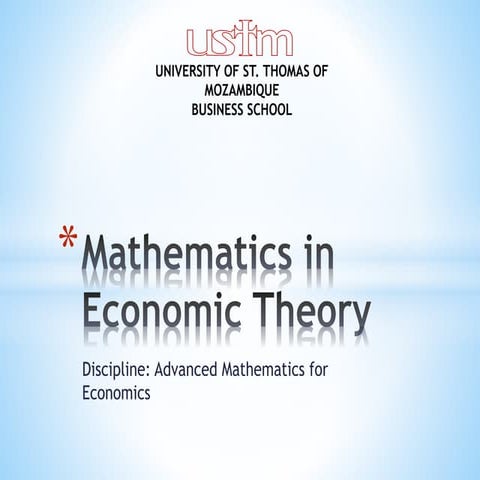 Maths in Economic Theory, basic mathematical and quantitative concepts ...