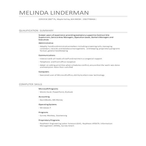 Melinda Linderman Resume | DOCX