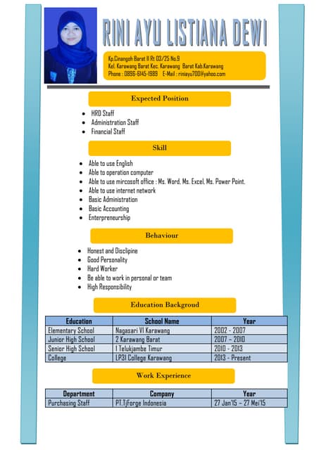 contoh cv bahasa inggris stephanie | DOCX