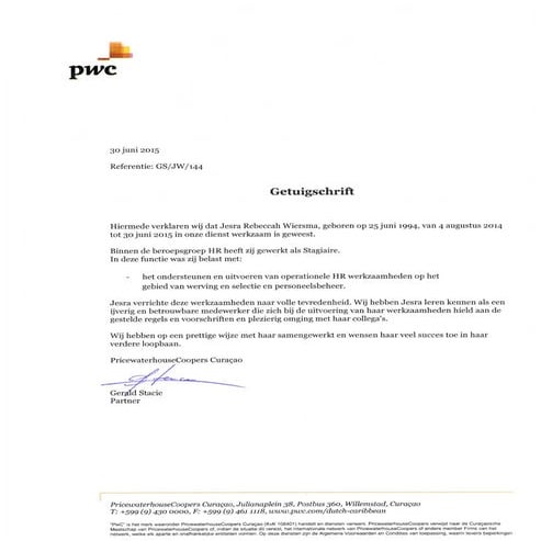 J. Wiersma, Getuigschrift | PDF