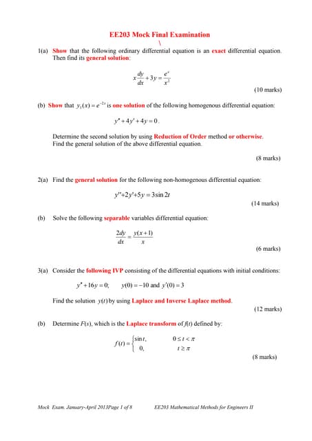 Second order homogeneous linear differential equations | PPTX