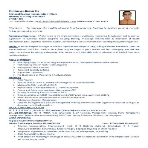 Dr BinayaK Kr Jha CV | DOCX