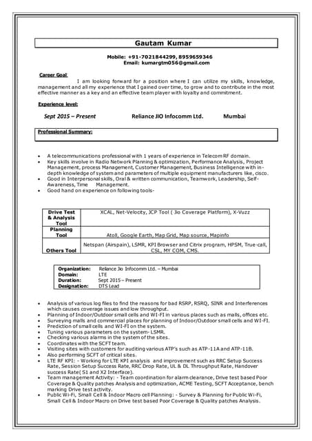 kk resume telecom | PDF