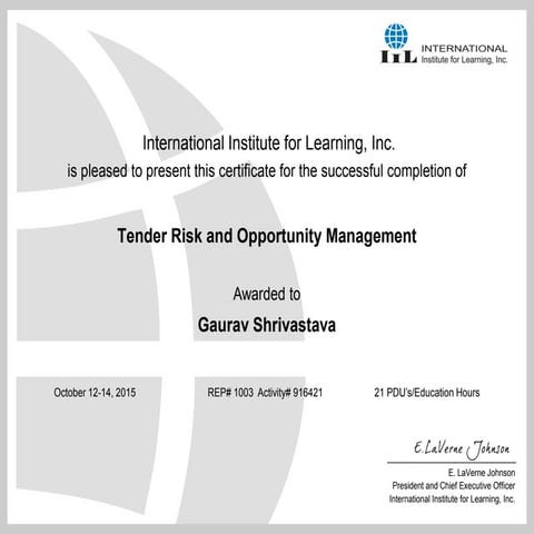 Tender Risk & Opportunity Management. | PDF