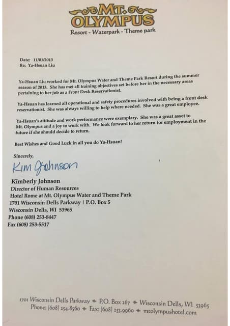 Reference letter - The Chedi Andermatt | PDF