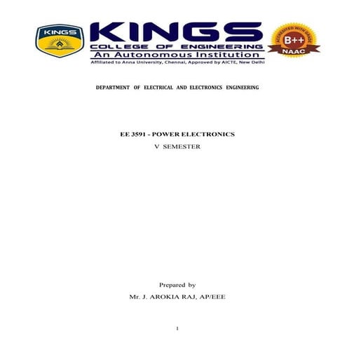 EE3591-POWER ELECTRONICS course material | PDF
