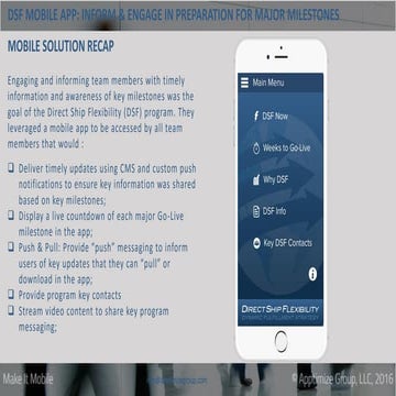 Solution Recap - DSF Mobile App - Apptimize Group LLC | PPT