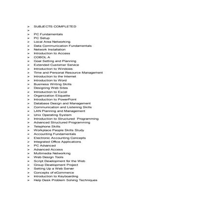 SUBJECTS COMPLETED | DOCX