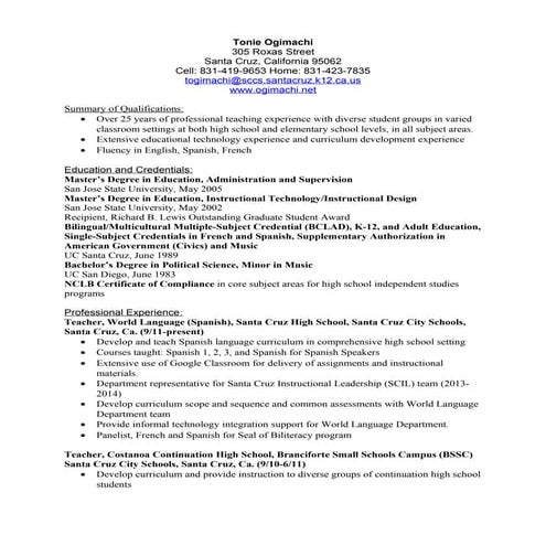 ResumeTonie2013 | DOC