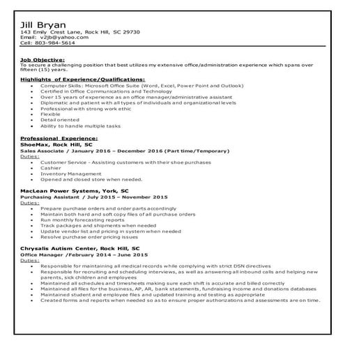 Jill Bryan resume updated | PDF