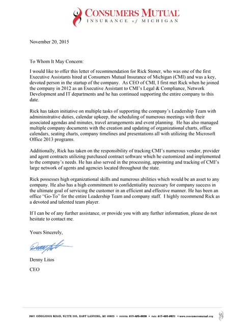 A. Cosby Letter of Recommendation | PDF
