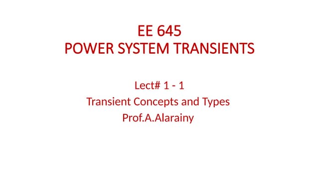 Power system transients (IV-EEE) | PPTX