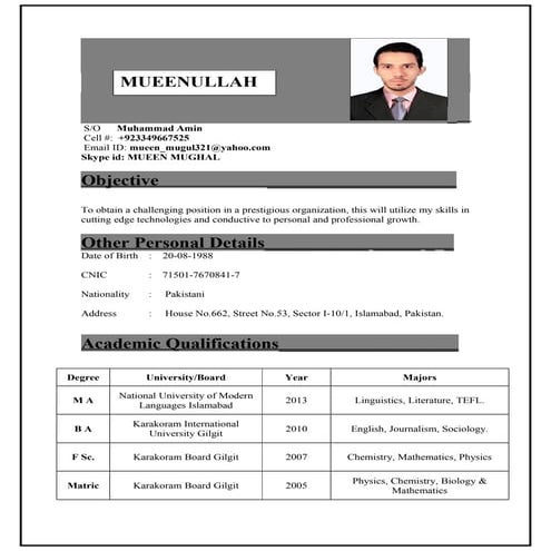 mueen resume 2015 | PDF