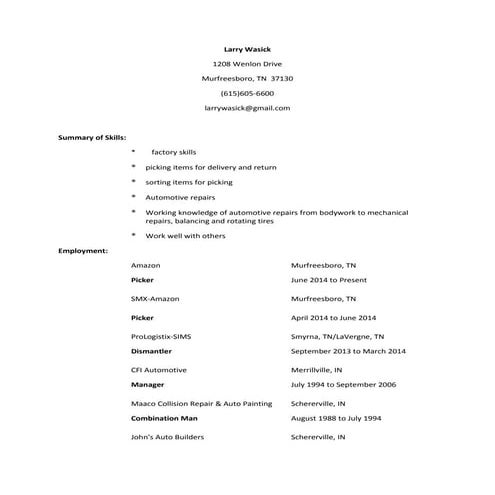 resume Larry | RTF