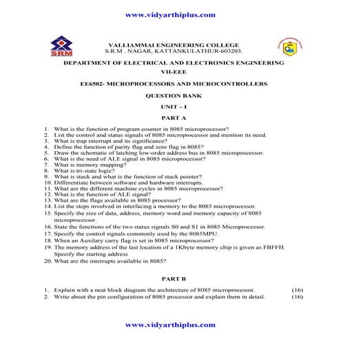 Ee6502 Microprocessors And Microcontrollers Pdf 8676