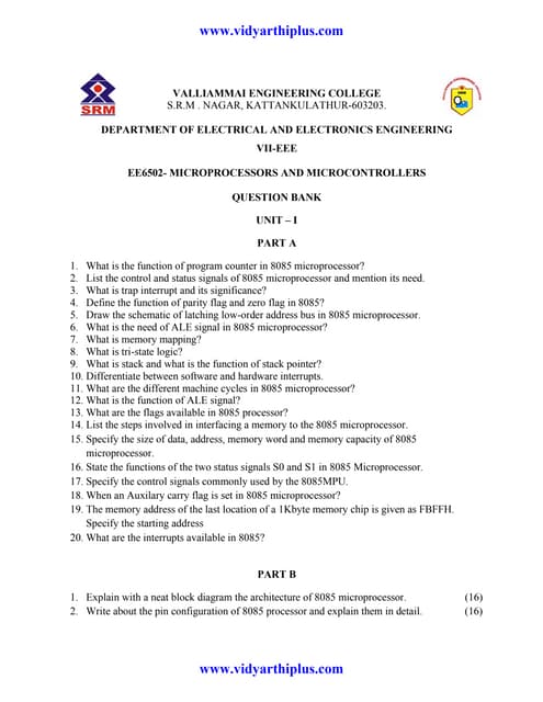 Question Bank microcontroller 8051 | PDF | Computing | Technology ...