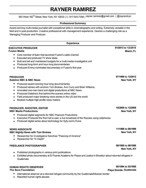 Final Resume | DOC | Documentary | Genres