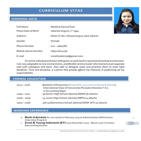 CV Mukthia Daniza (2) | PDF | Business Accounting & Finance | Business