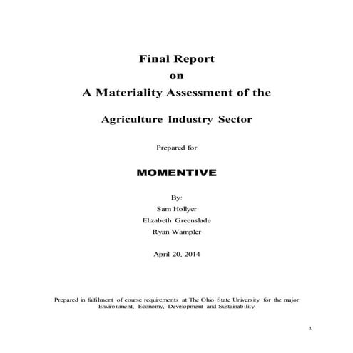 Agriculture Materiality Report | DOCX