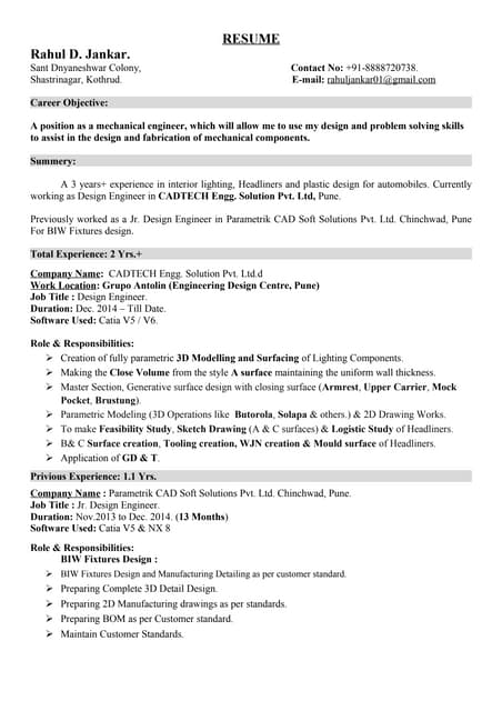 Mechanical design engineer portfolio | PDF