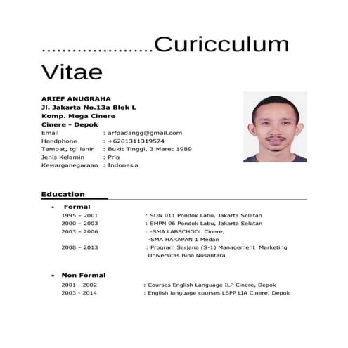 CV Arief Anugraha 2015 New | DOC
