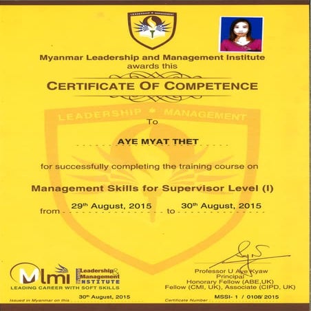 Certificate of Supervisor | PDF