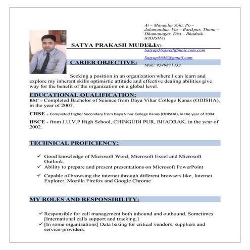 Resume of supriya nayyar | DOC