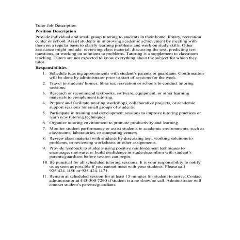 Tutor JD | RTF | Daycare and Pre-School | Parenting