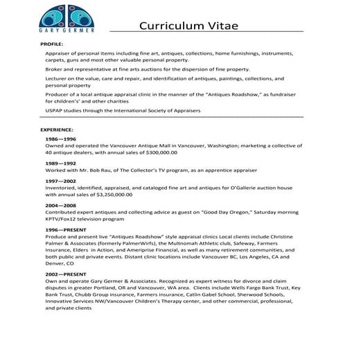 Gary Germer CV | PDF