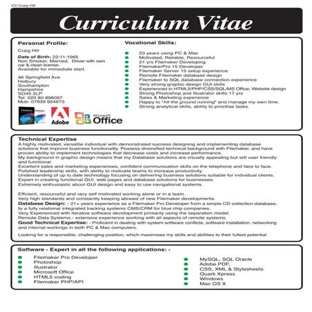 CV Craig Hill Address2016 | PDF