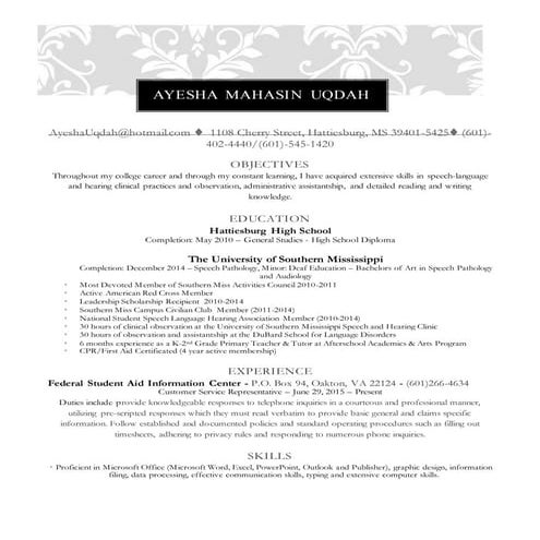 SLP RESUME 2015 | DOCX | Education