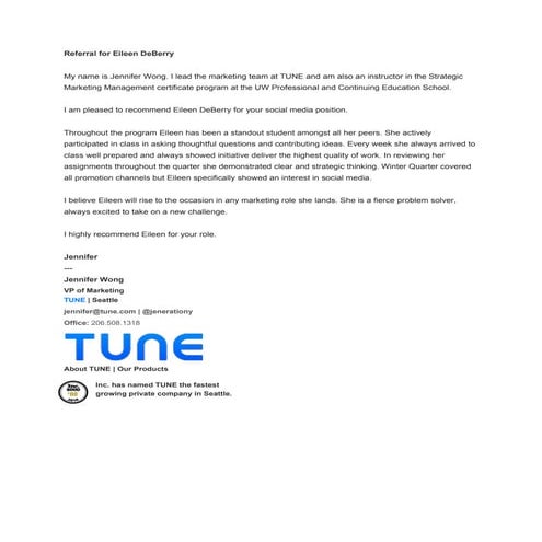 Toobi-Shannon UsTrendy Letter of Rec | PDF