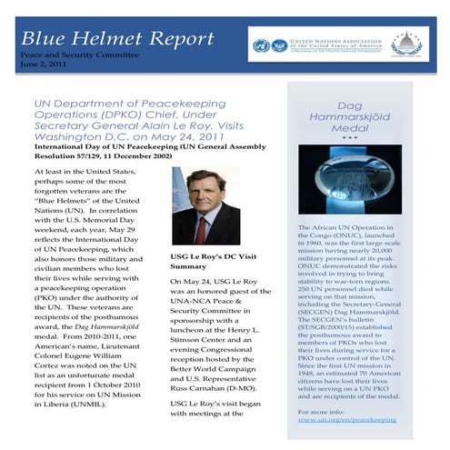 Intl_Day_of_UN_Peacekeeping_Blue Helmet Report | PDF