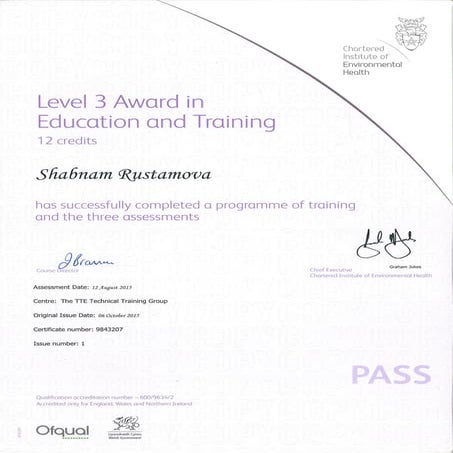 Level 3 Award in Education and Training | PDF