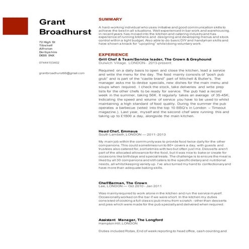 Grant Broadhurst CV | PDF
