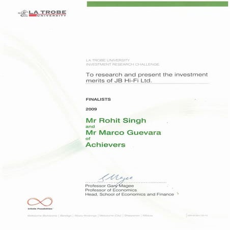 CFA Investment Challenge Certificate | PDF