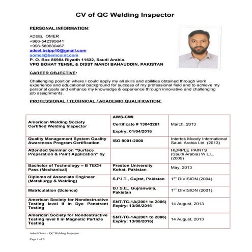 CV of Adeel Omer | DOC