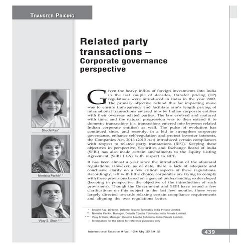 RPT Corporate Governance perspective by Shuchi Ray, Nimisha Parikh and ...