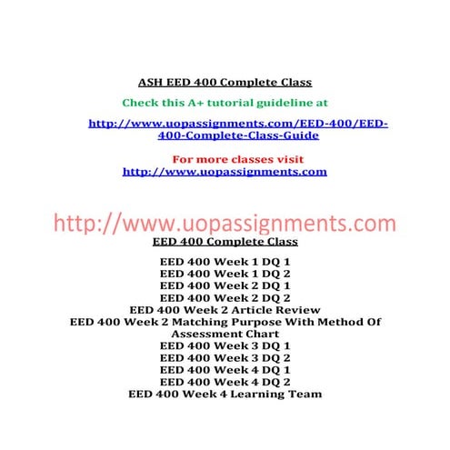 EED 470 Entire Course NEW | DOCX