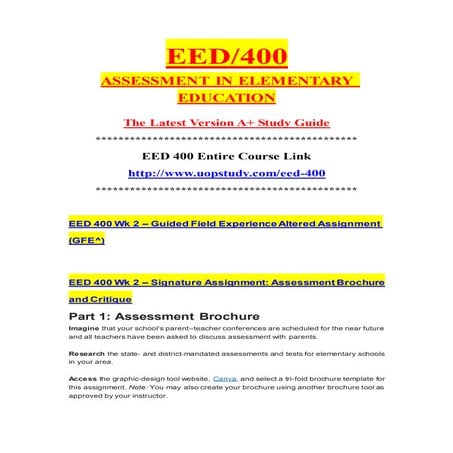 Grand canyon university eed 470 week 7 assignment benchmark | DOC
