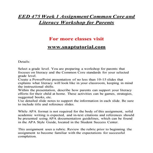 Eed 475 Effective Communication / snaptutorial.com | Free Download