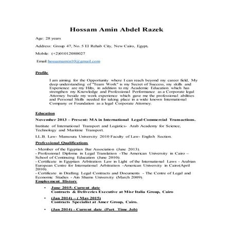Hossam CV 2016 | DOCX