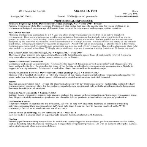 Sheena Pitt Resume | PDF